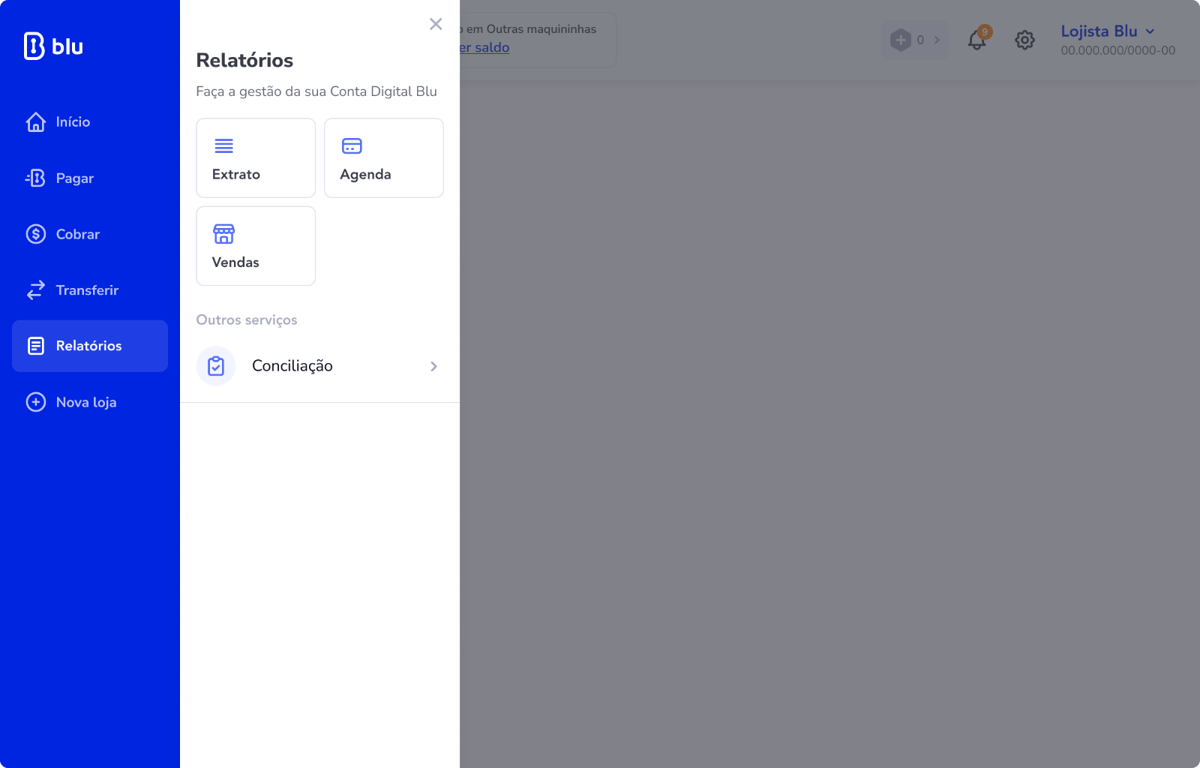 Conheça o novo menu da sua Conta Digital Blu